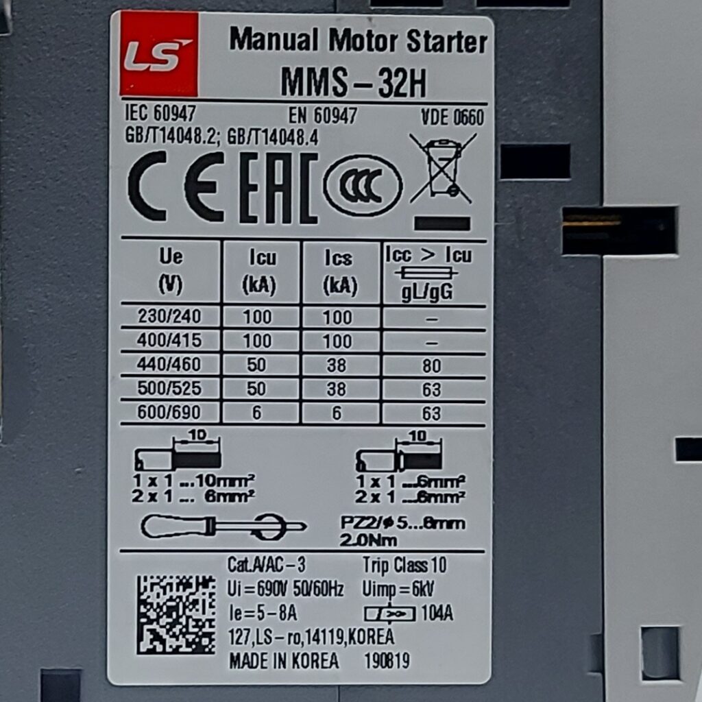 Guardamotor LS MMS-32H (5-8A) Tipo Giratorio – Ingecom Eléctricos SAS